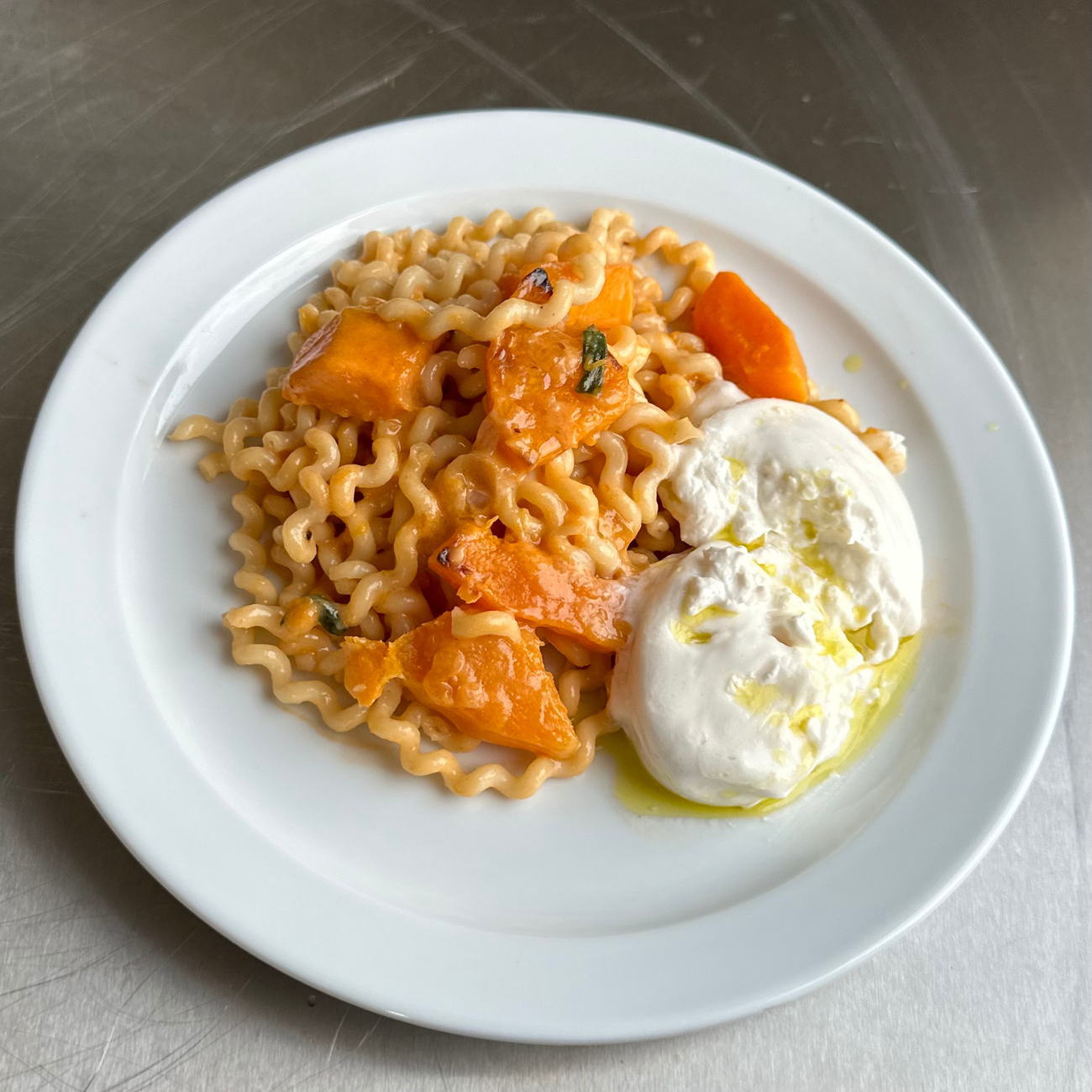 ROASTED BUTTERNUT SQUASH PASTA WITH CREMATTA & BURRELLA – JULIENNE BRUNO