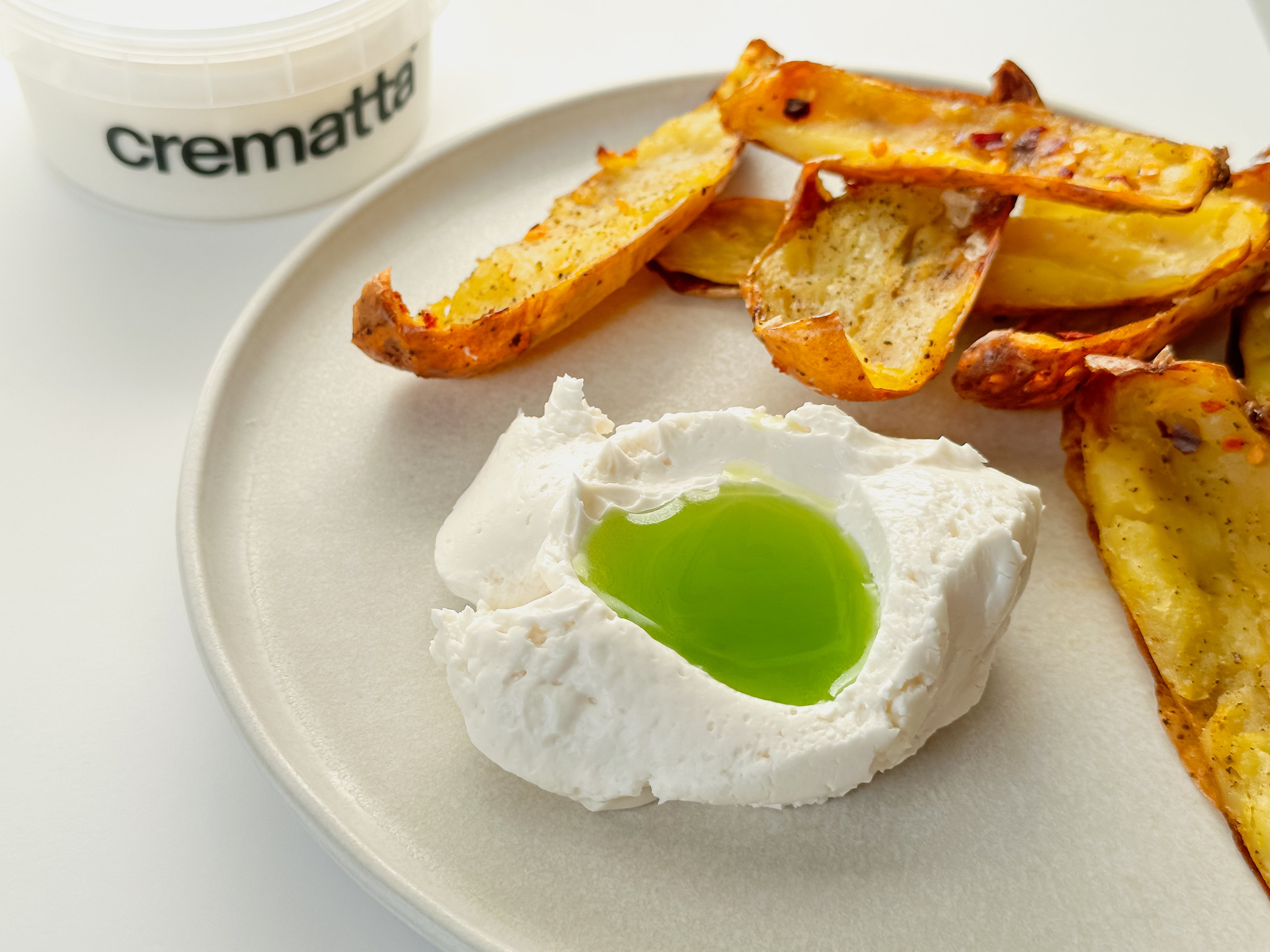 SPICED POTATO SKINS, CREMATTA™ W. HERB OIL – JULIENNE BRUNO
