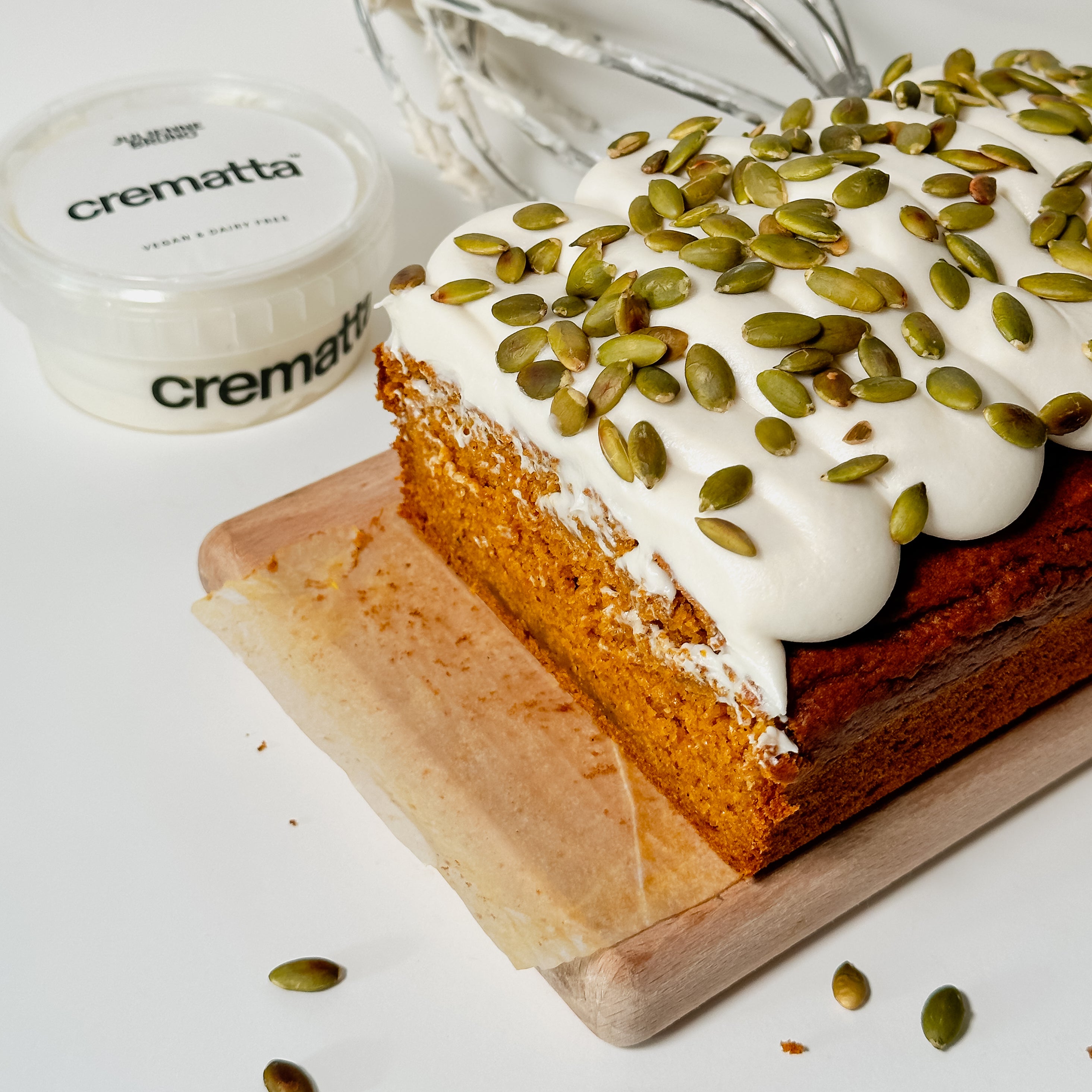 PUMPKIN LOAF W. CREMATTA™ TAHINI FROSTING – JULIENNE BRUNO